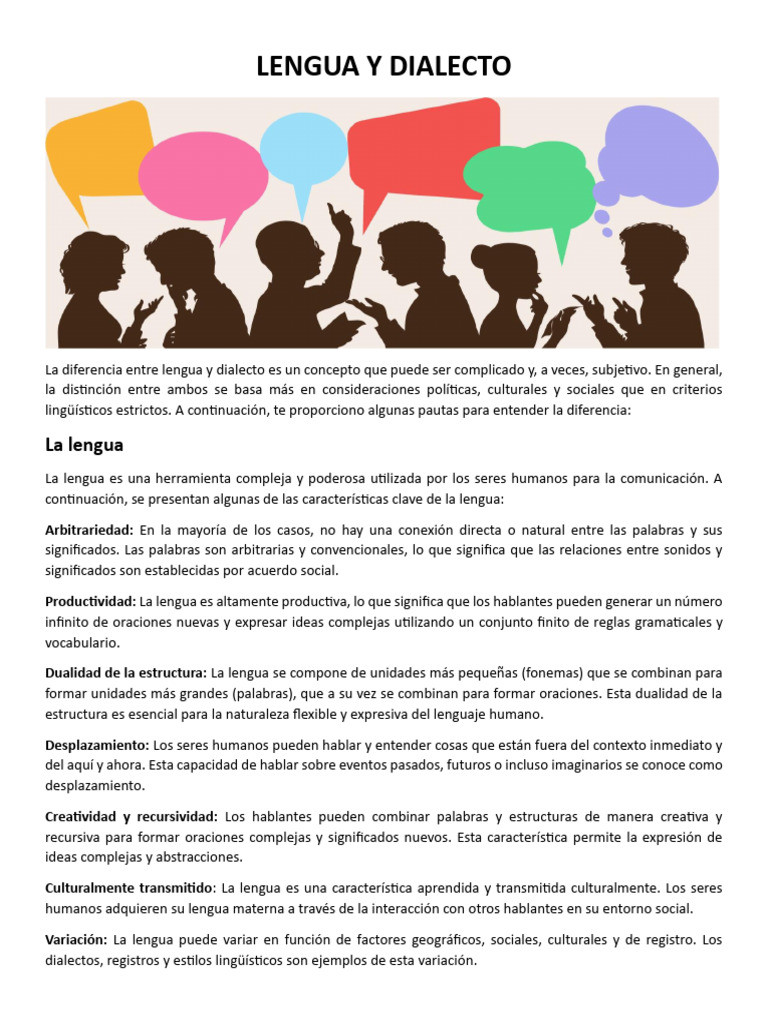 Lengua y Dialecto | PDF | Dialecto | Palabra