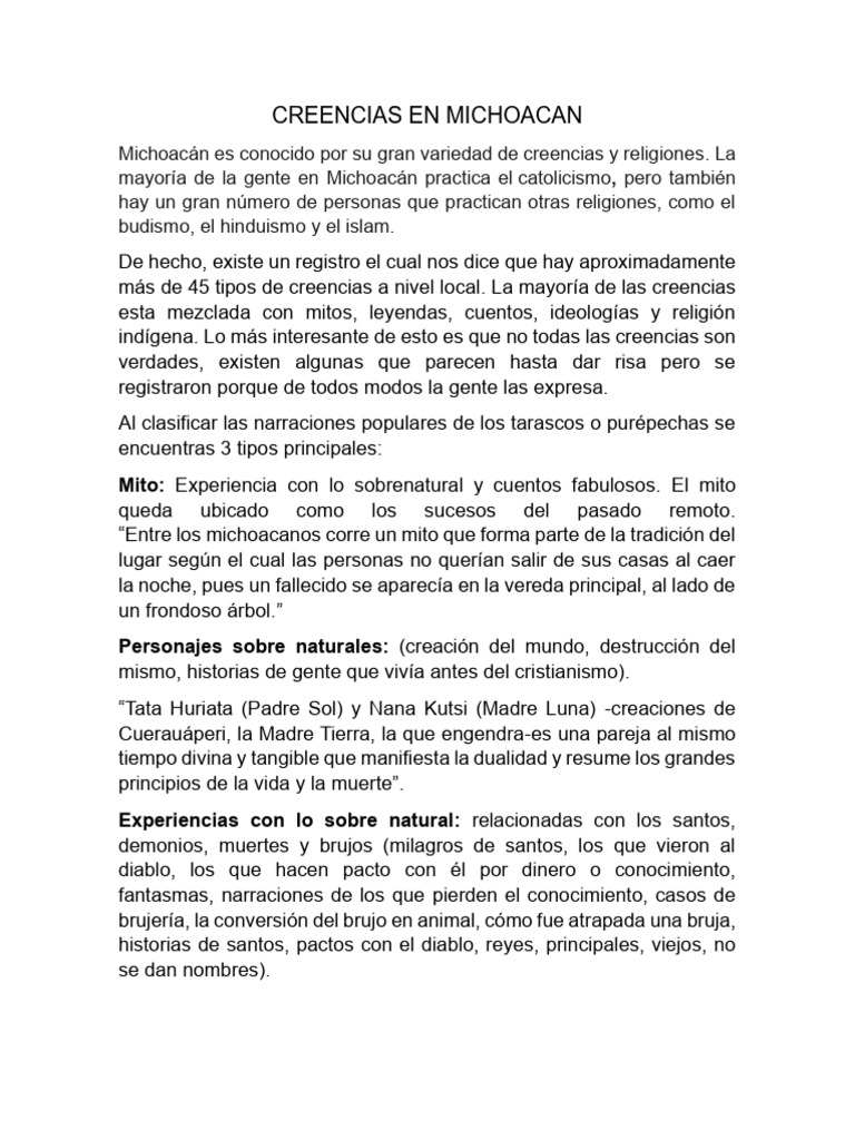 Creencias en Michoacan | PDF