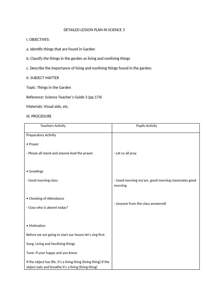 Garden Science Lesson Plan for Grade 3 | PDF | Vegetables | Botany