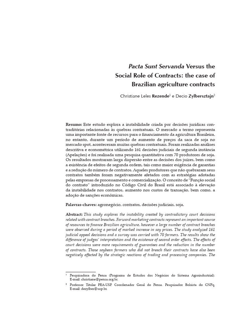 Pacta Sunt Servanda Versus The Social Role of Contracts The Case of ...