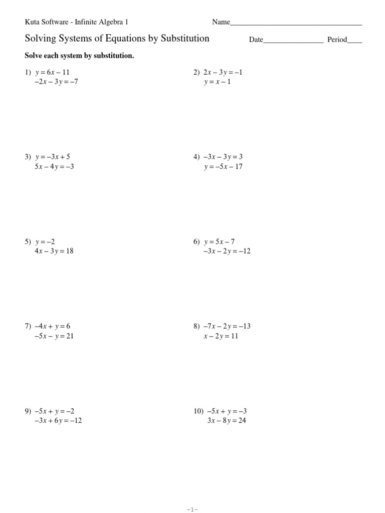 Solving Systems of Equations Worksheet | PDF | Mathematics | Algebra