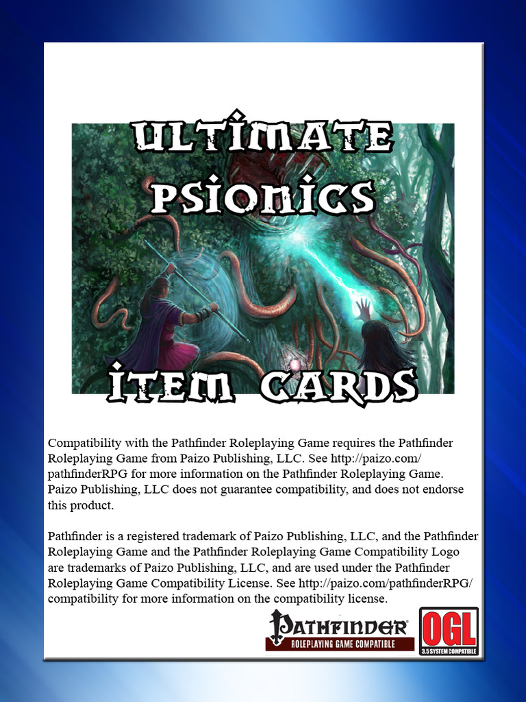Ultimate Psionics Item Cards | PDF