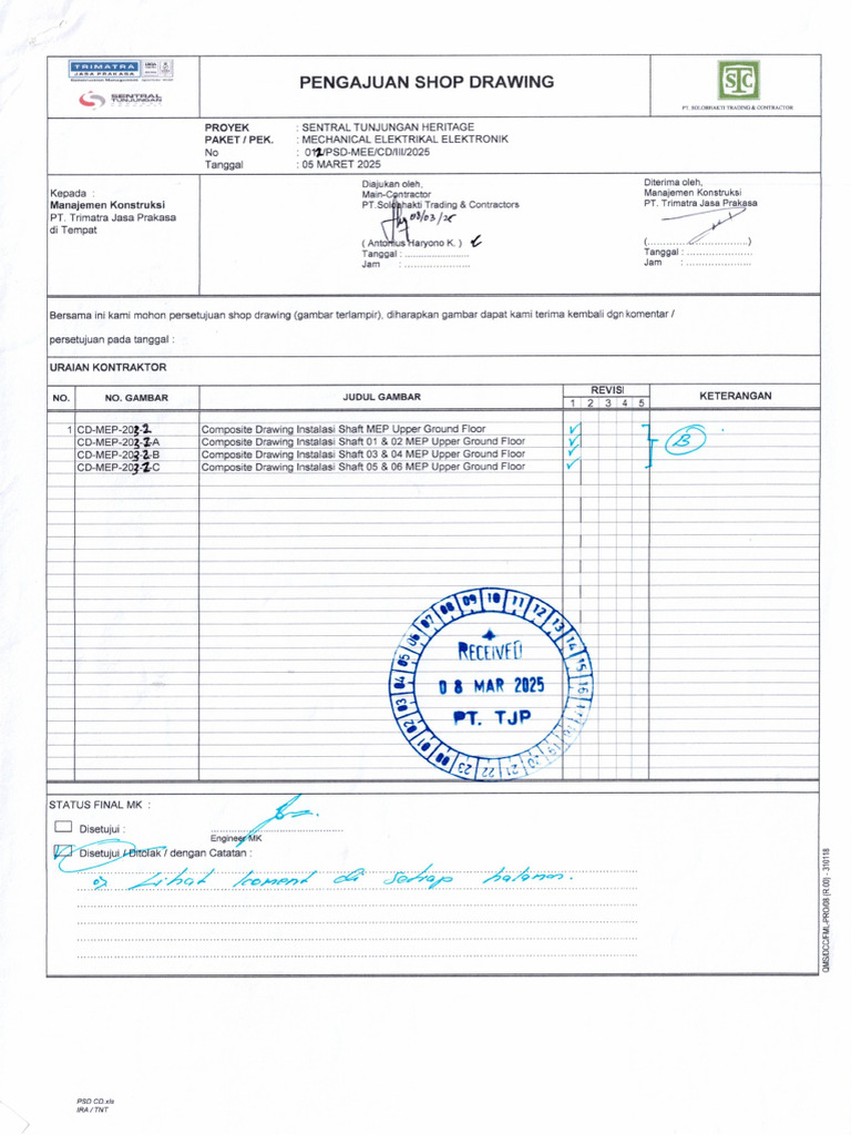 12 - Composite Drawing Instalasi Shaft MEP Upper Ground Floor | PDF