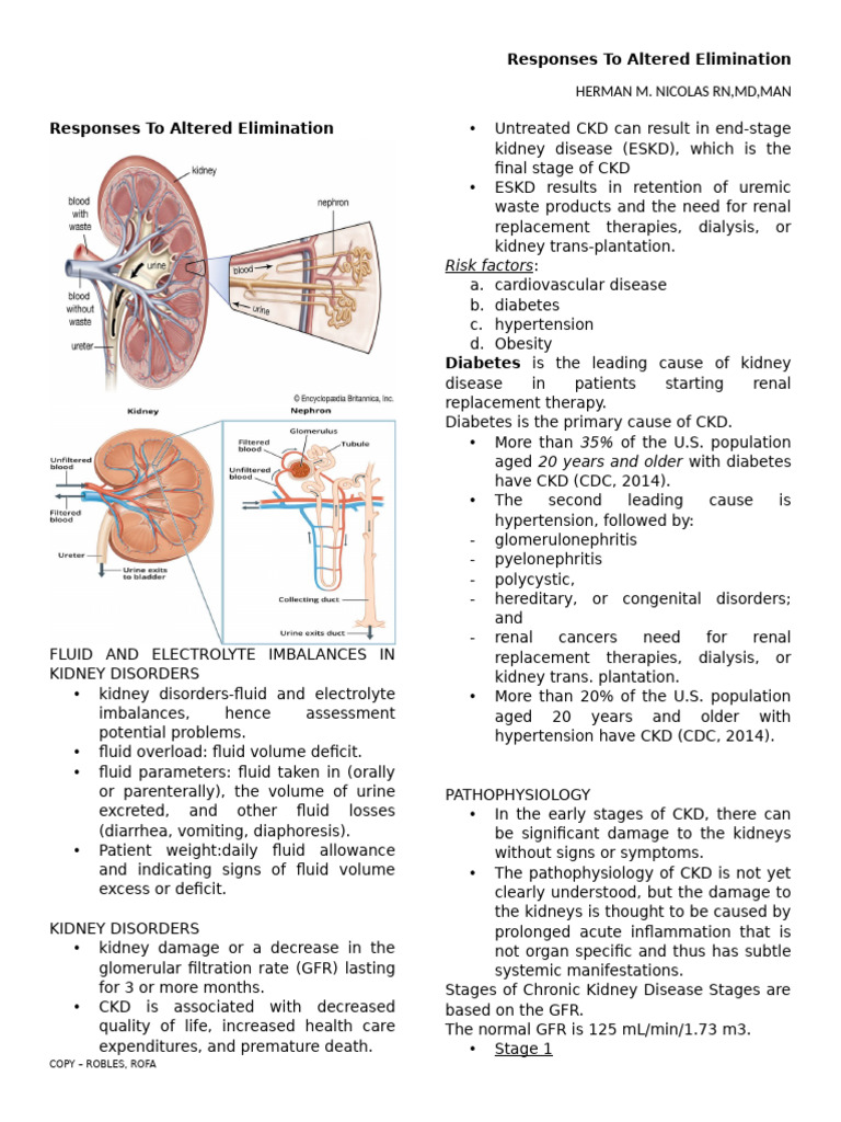 ABC NEPHRO - Responses To Altered Elimination | PDF | Chronic Kidney Disease | Kidney