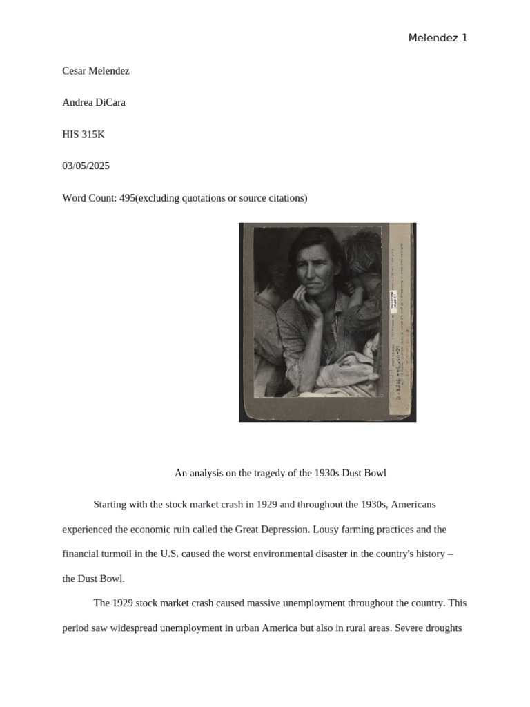 Dust Bowl and Great Depression Analysis | PDF | Dust Bowl | Economies