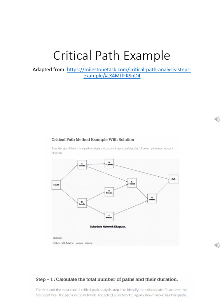 Critical Path Analysis Example | PDF