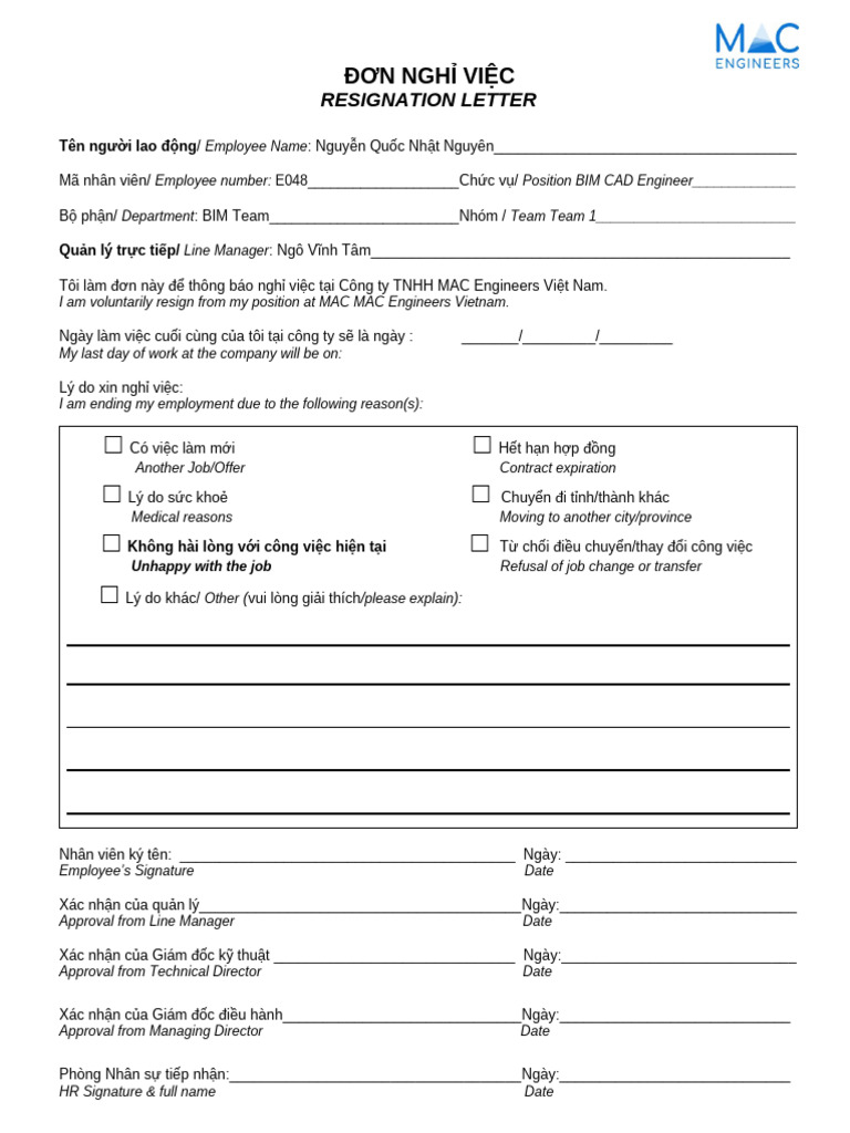 230210-Resignation Form | PDF