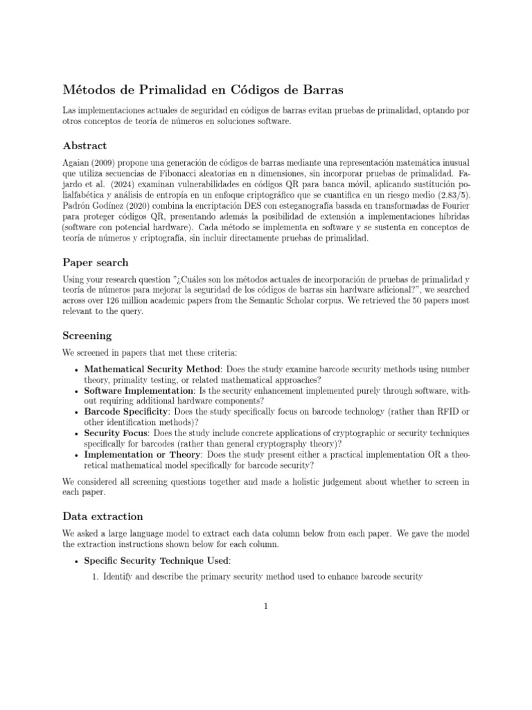 Elicit - M_todos de Primalidad en C_digos de Barras - Report | PDF | Cryptography | Key ...