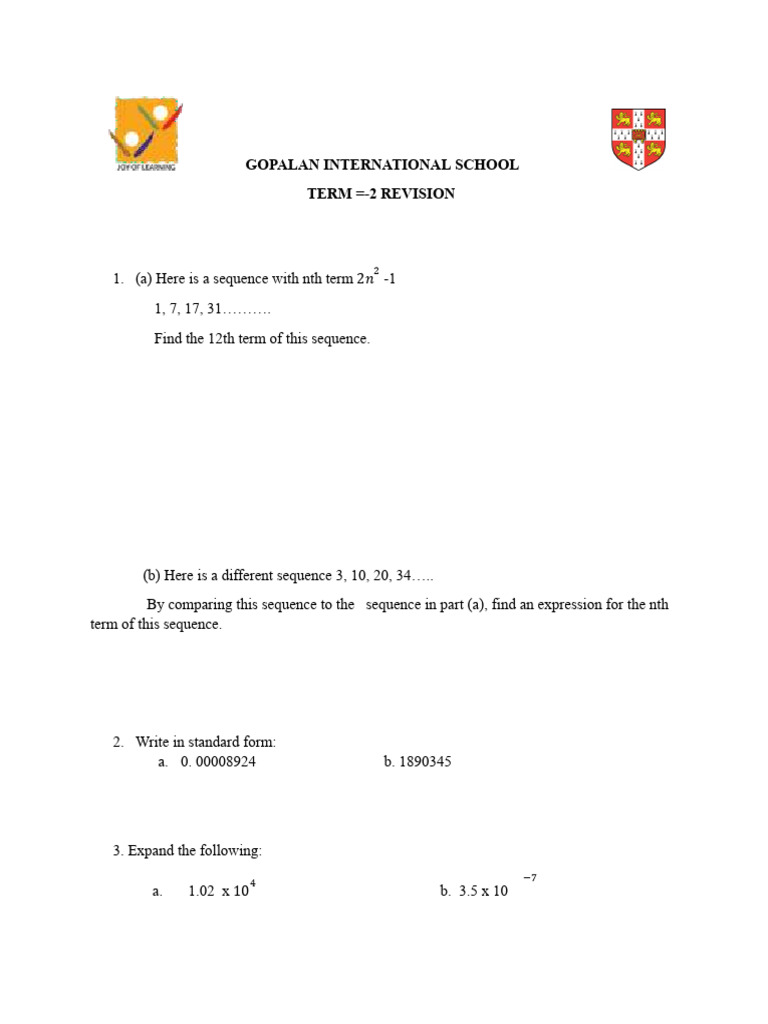 Grade 8 Revision-Ws | PDF