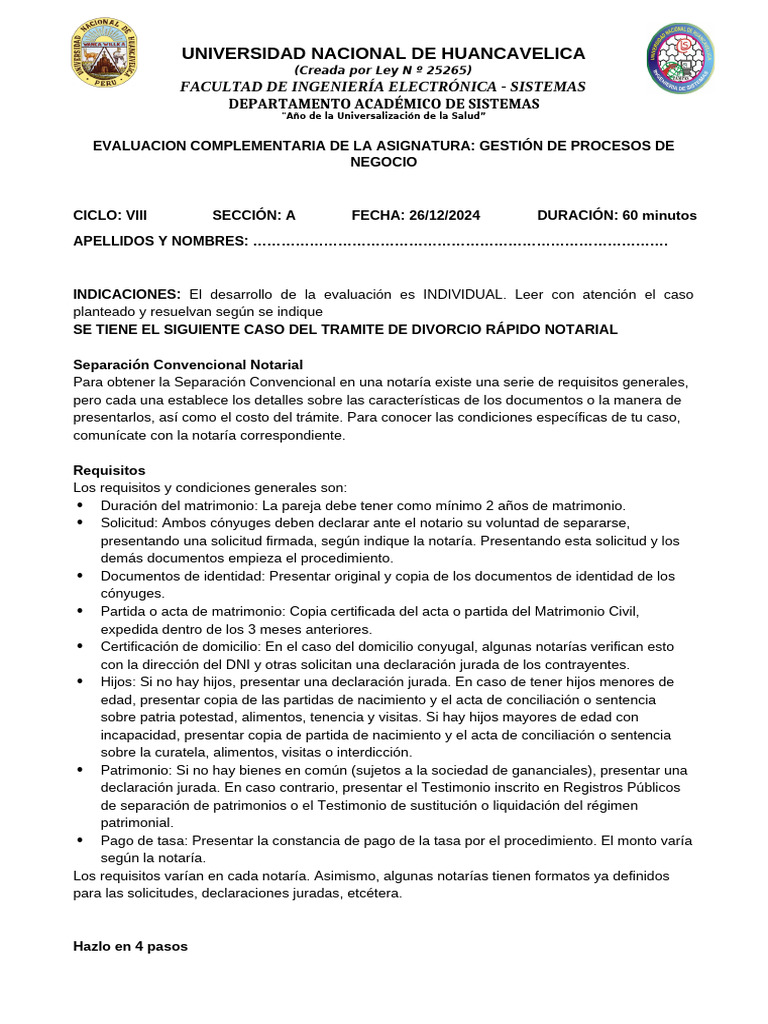 EVALUACION COMPLEMENTARIA GPN 2024-2 | PDF | Matrimonio