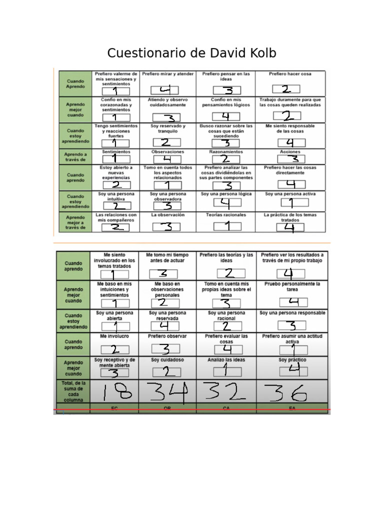 Estilos de Aprendizaje de David Kolb | PDF
