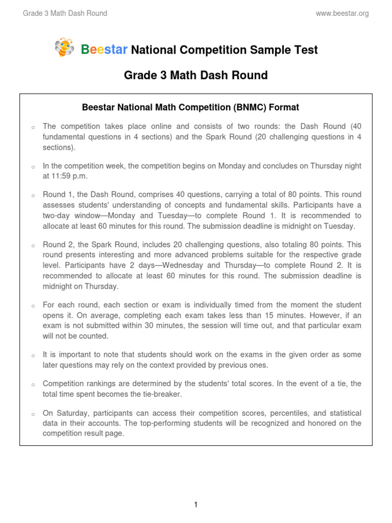 2019 Beestar Math Competition Results | PDF | Gallon | Units Of Measurement