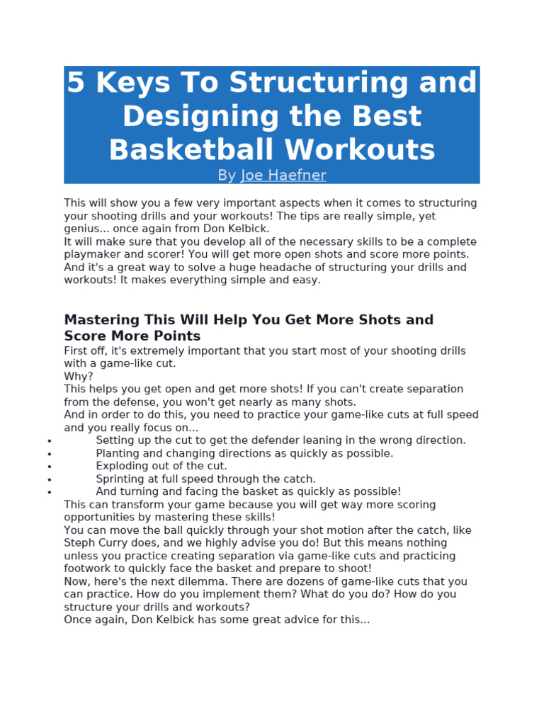 5 Keys To Structuring and Designing the Best Basketball Workouts | PDF ...