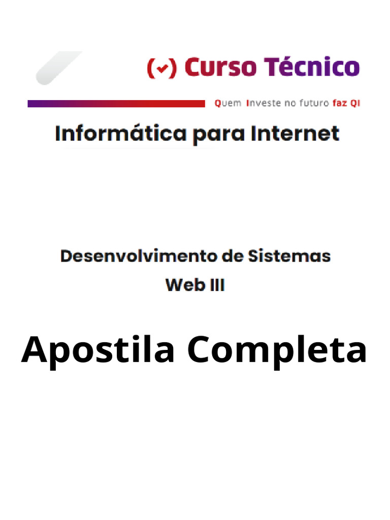 Apostila Completa Desenvolvimento de Sistemas Web III - UN4 | PDF | Java (linguagem de ...