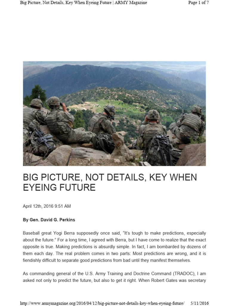 Future Army Strategy: Big Picture Focus | PDF | United States Army ...
