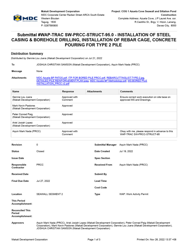 COG 1-Azuela Cove Seawall and Siltation Pond Construction-WAP-TRAC SW-PRCC-STRUCT-95 ...