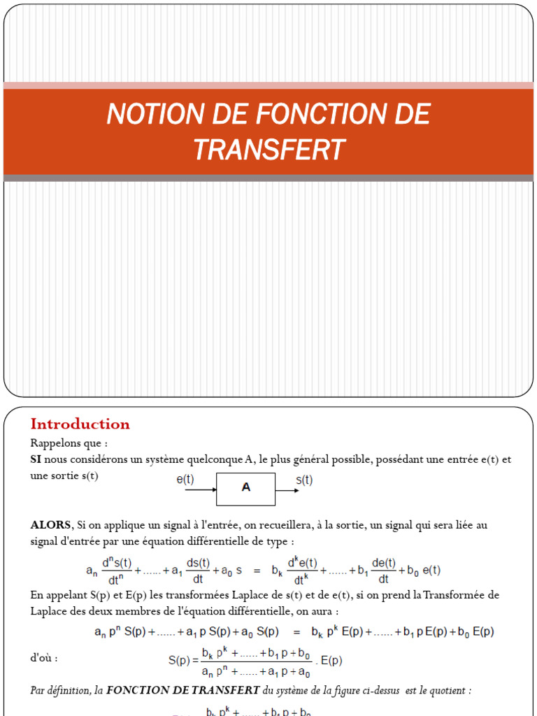 Notions de Fonction de Transfert | PDF | Fonction (Mathématiques ...