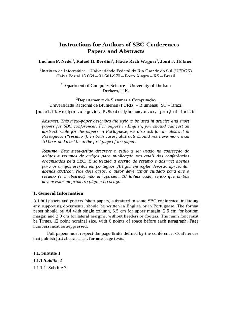SBC Conference Paper Submission Guidelines | PDF | Paragraph | Typefaces