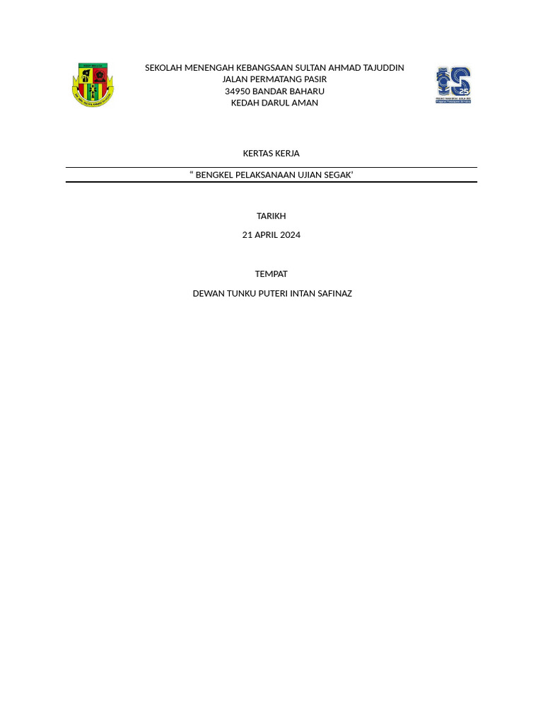 Bengkel Pelaksanaan Ujian Segak | PDF