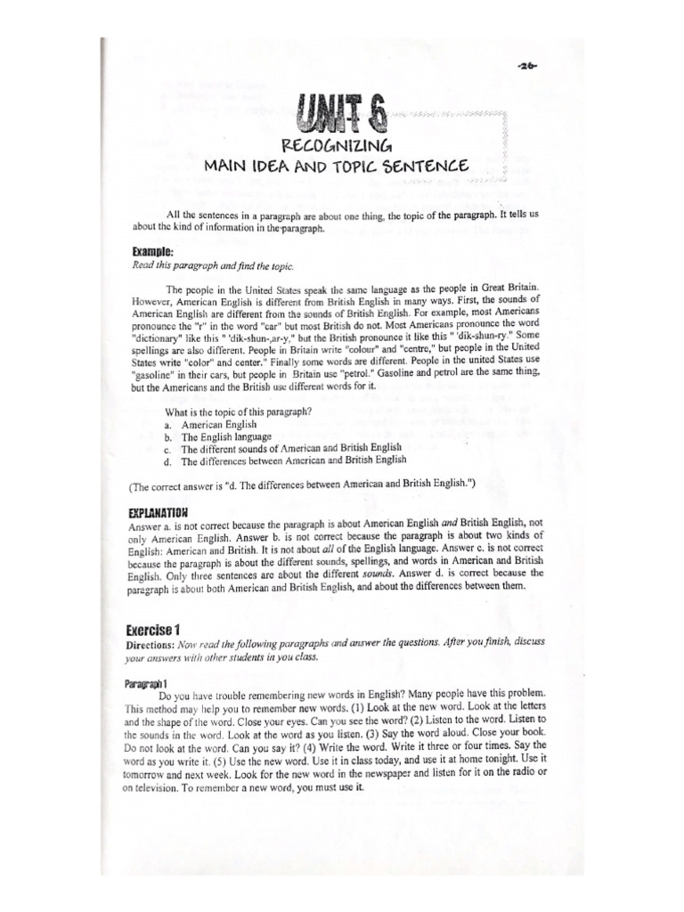 Bab 6. Recognizing Main Idea and Topic Sentence | PDF