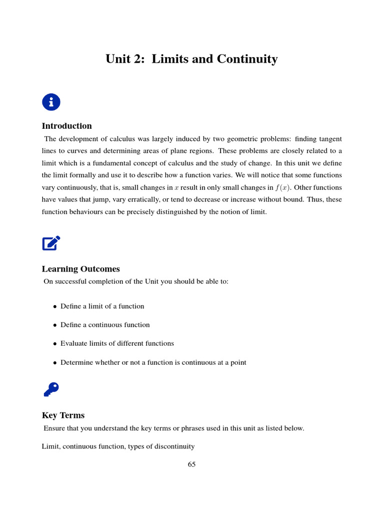 Unit 2- Limits & Continuity | PDF | Function (Mathematics) | Limit (Mathematics)
