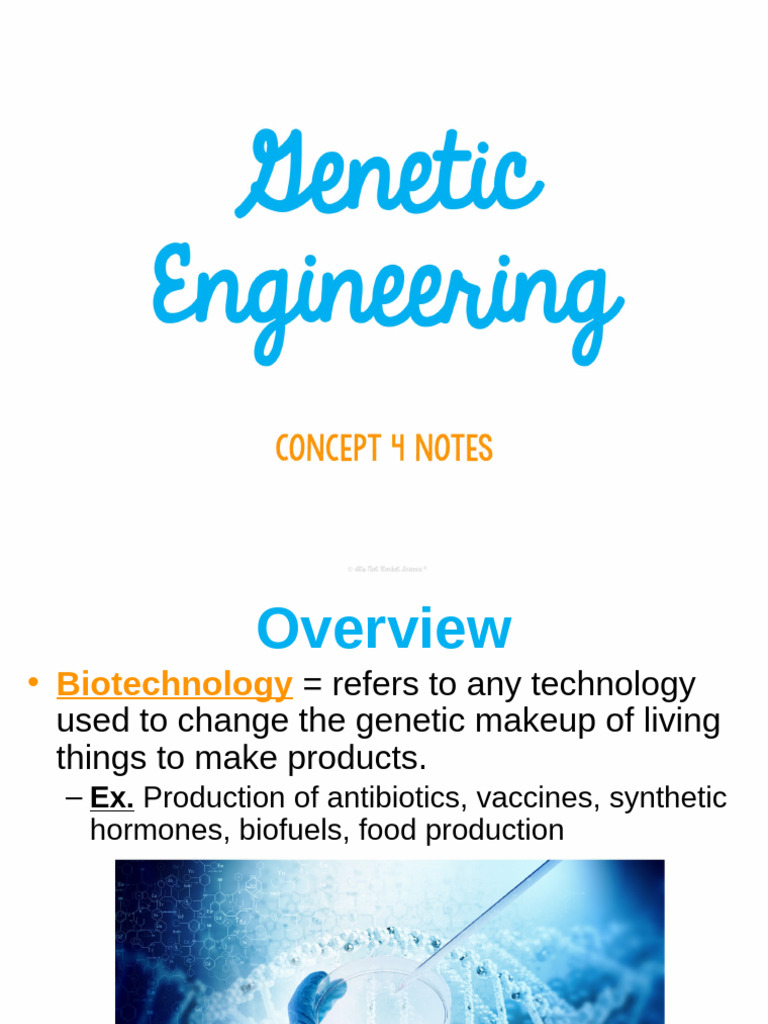 Biotechnology and Genetic Engineering Overview | PDF | Molecular ...