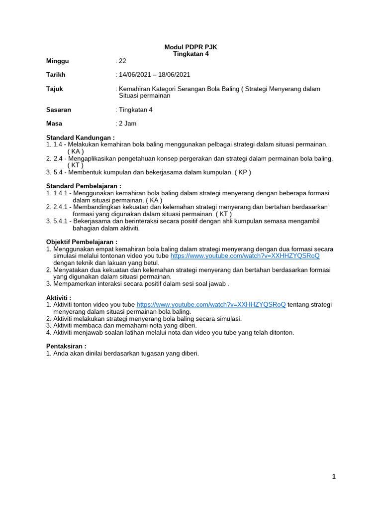 Modul PDPR PJK Ting 4 ( M22 ) | PDF