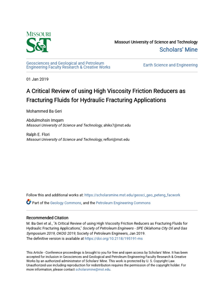 A Critical Review of Using High Viscosity Friction Reducers As FR | PDF ...