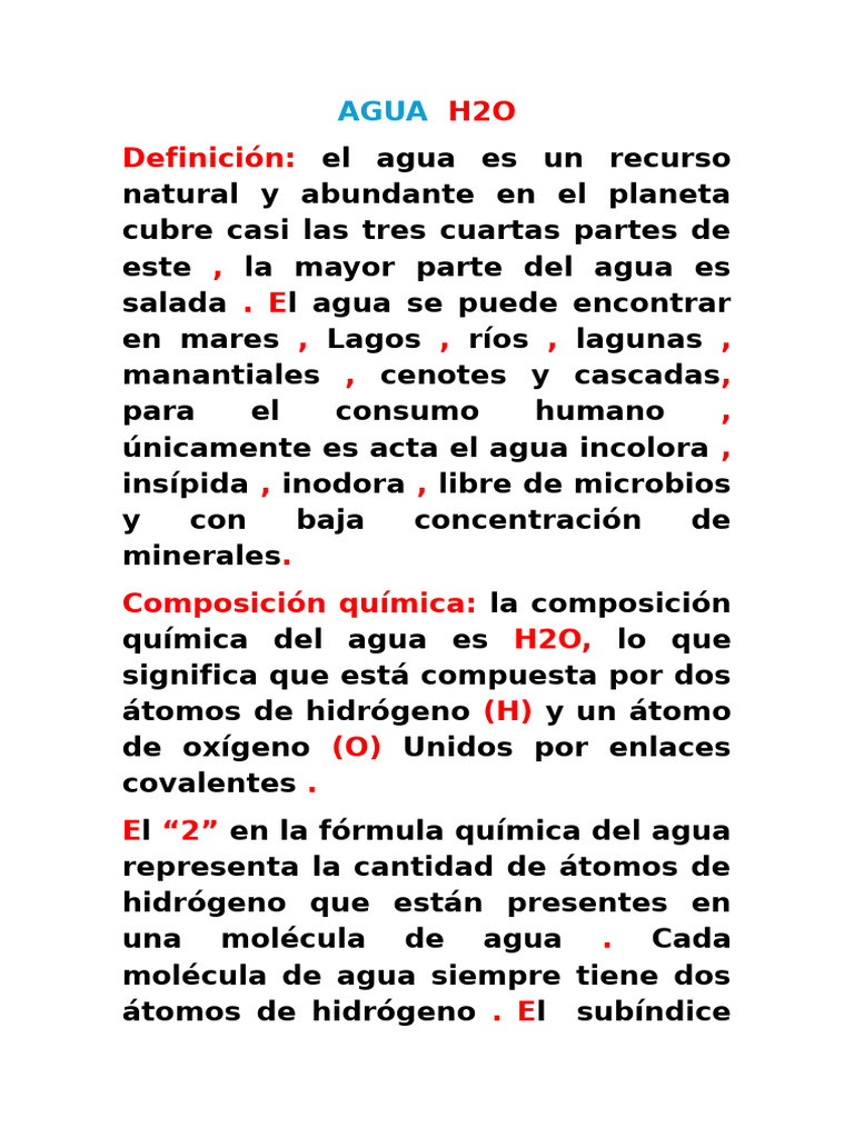 H2O Definición | PDF