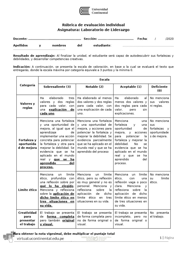 Rúbrica Unidad II | PDF | Aprendizaje | Cognición