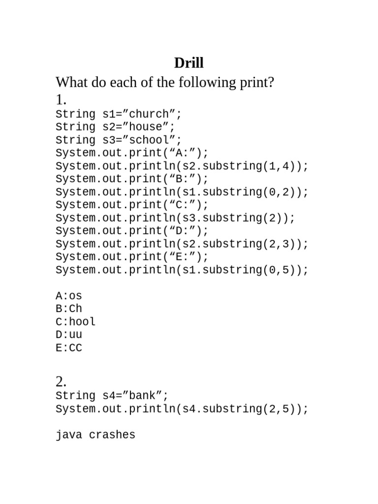 Drill A Substrings | PDF