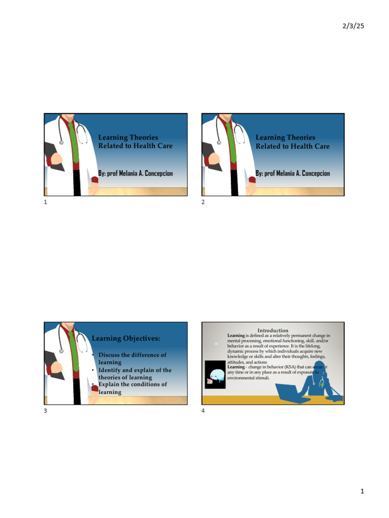 Health Care Learning Theories Explained | PDF | Behaviorism | Classical ...