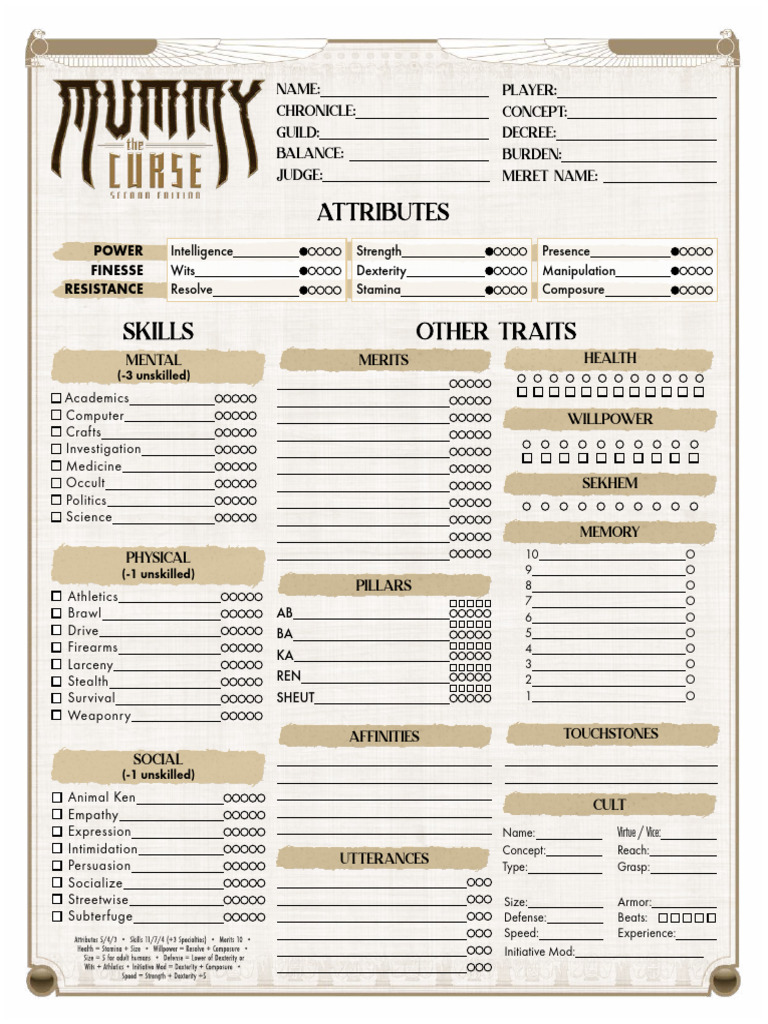 MTC 2e Character Sheet Interactive Revised | PDF