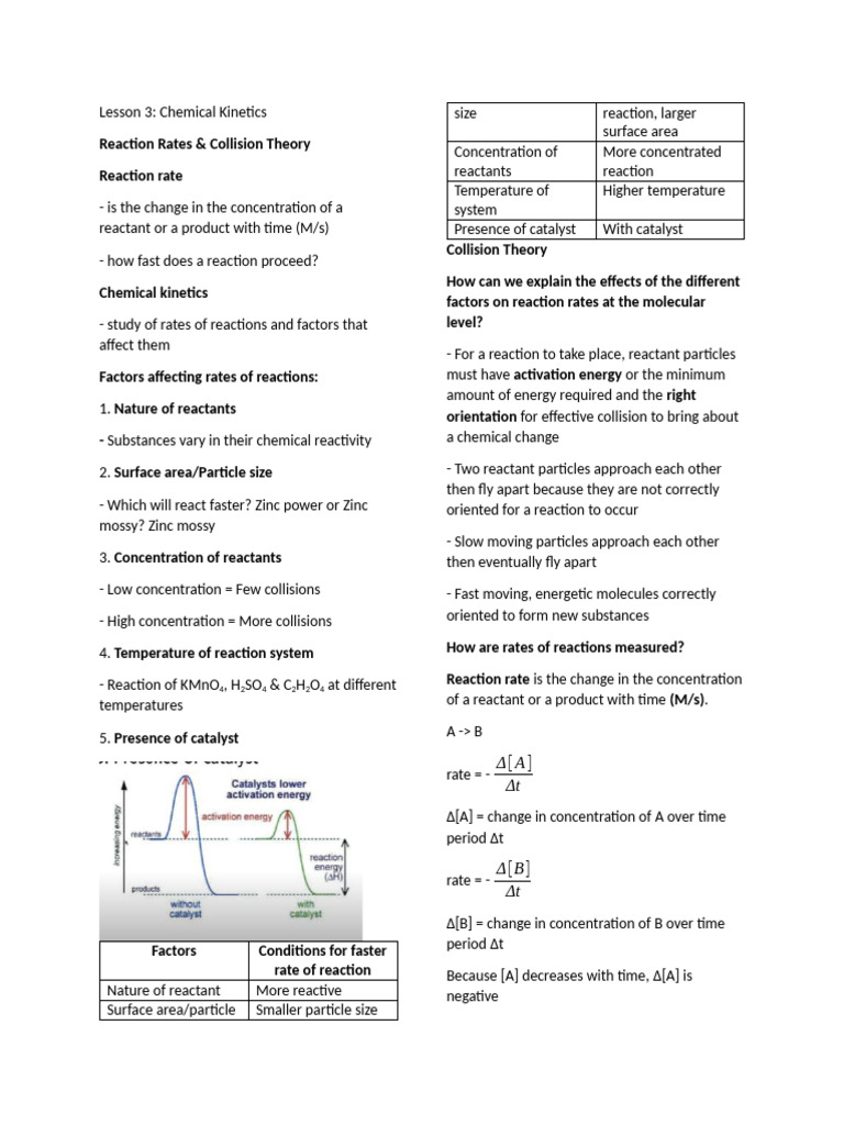 Lesson 3 - Chemical Kinetics | PDF | Reaction Rate | Chemical Kinetics