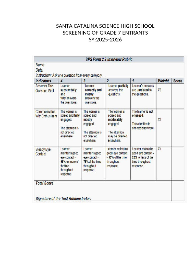Interview-Rubric-for-Admission-Tests | PDF