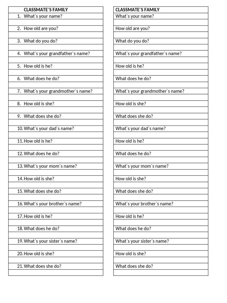 Family Interview Questions | PDF