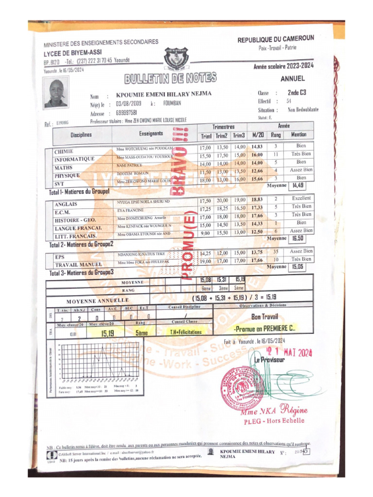 Bulletin de Notes 20241123180042 | PDF