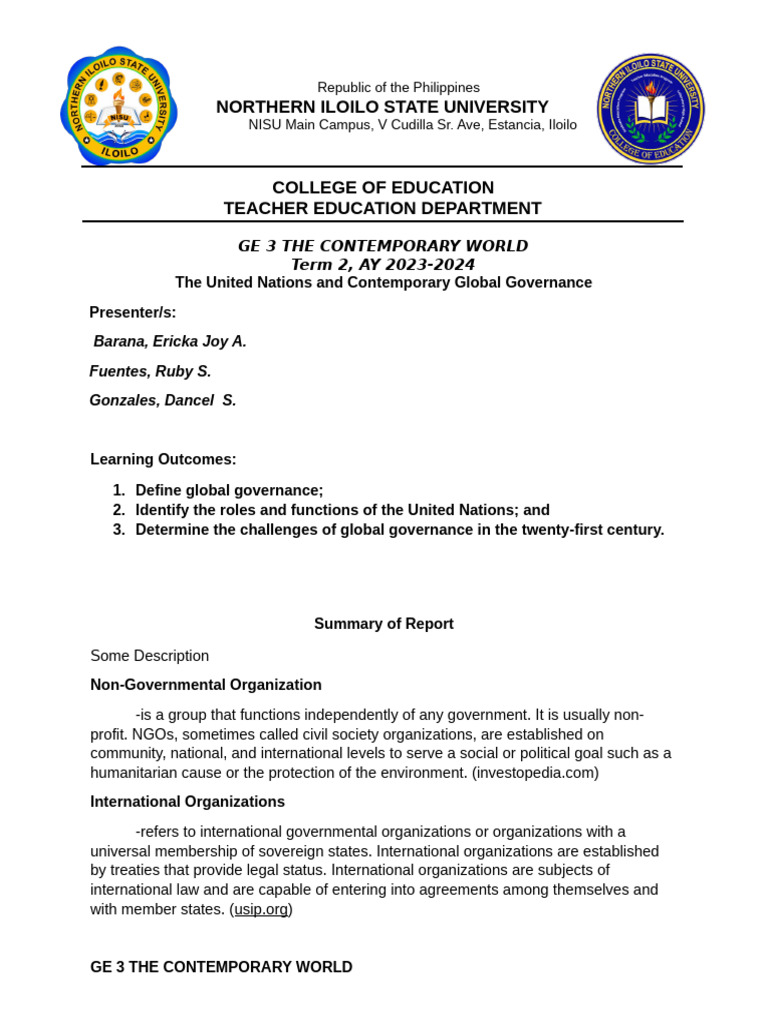 United Nations Summary Report | PDF | United Nations | International ...