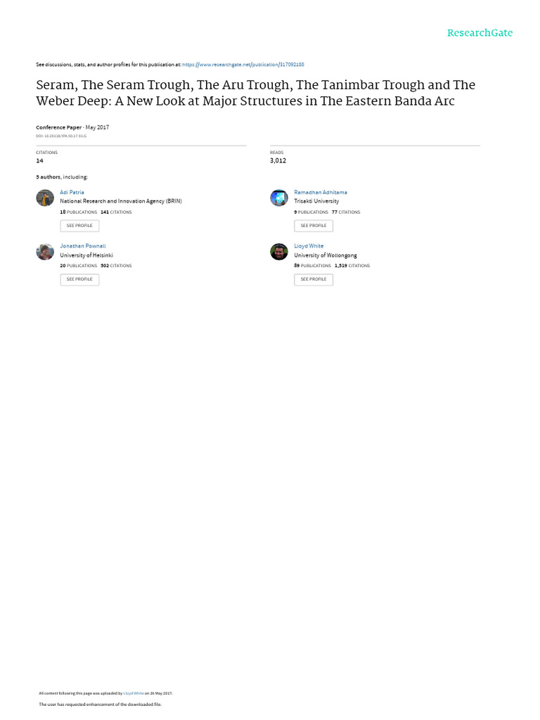 2017 - SERAM, THE SERAM TROUGH, THE ARU TROUGH, THE TANIMBAR TROUGH AND ...