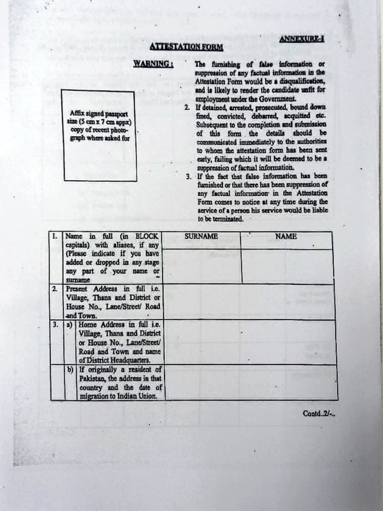Attestation Form 0 | PDF