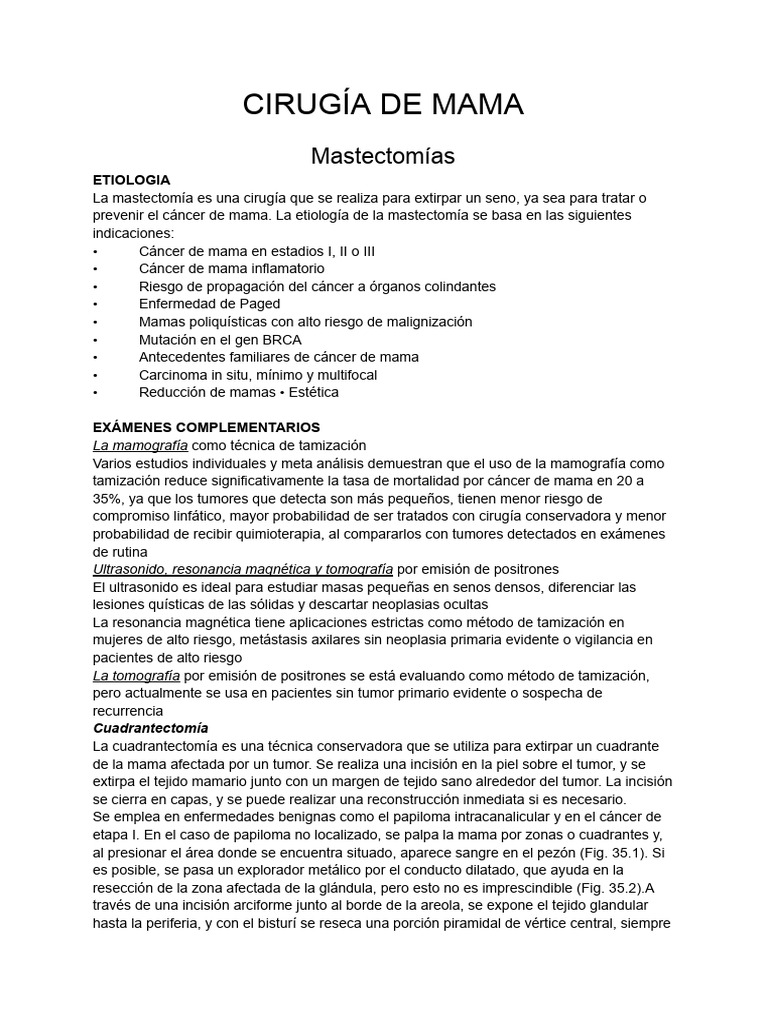 Mastectomía | PDF | Cáncer de mama | Pecho
