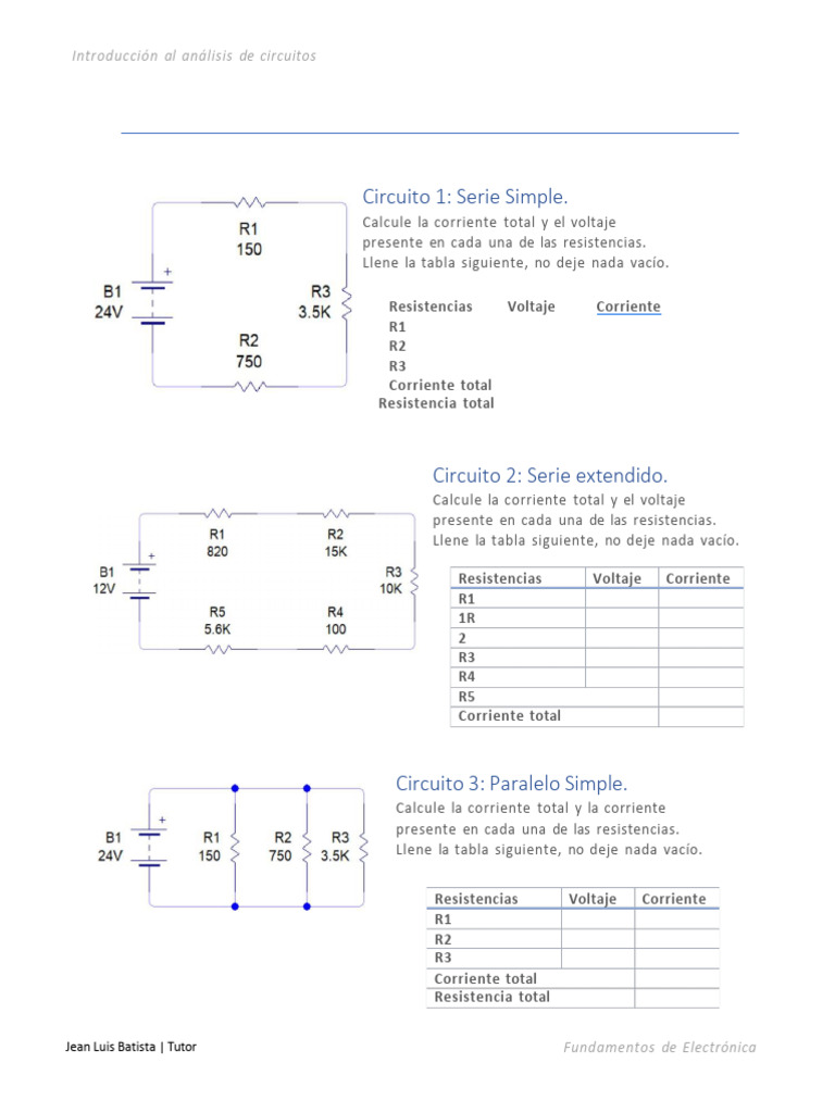 Practica - Introduccion Al Analisis de Circuitos ......... | PDF | Resistencia Eléctrica y ...