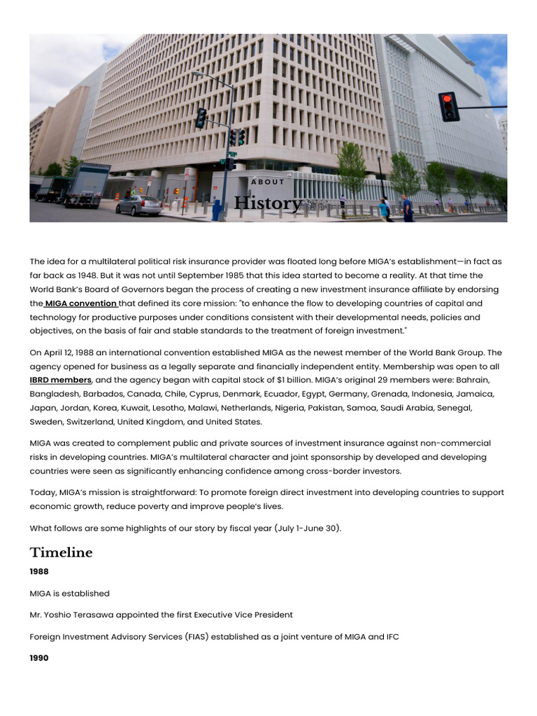 History - World Bank Group Guarantees - MIGA | PDF | Multilateral ...