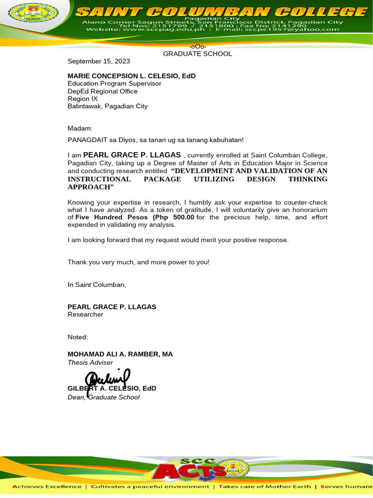 Sample Validation Letter | PDF