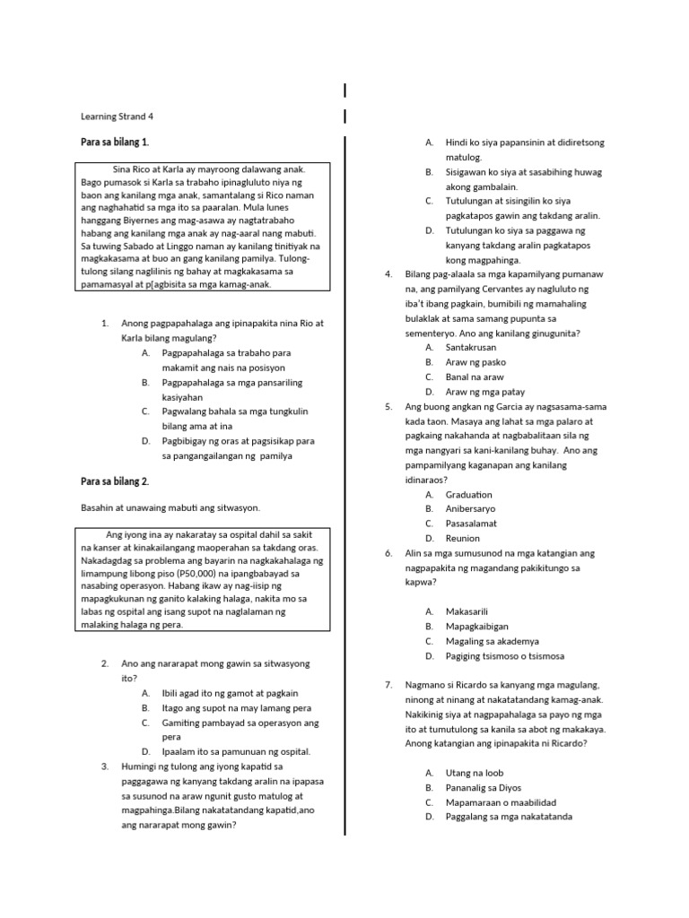 Learning Strand 4 Reviewer 2020 | PDF