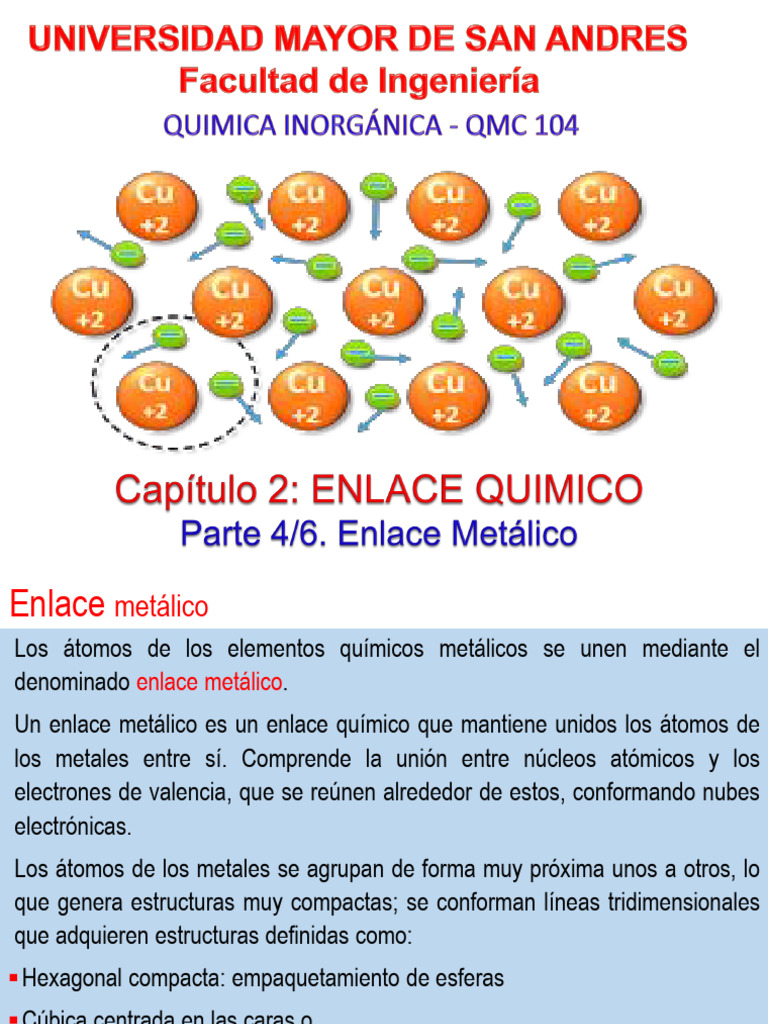2 ENLACE QUIMICO. Parte 4 Enlace Metálico | PDF | Enlace químico | Rieles
