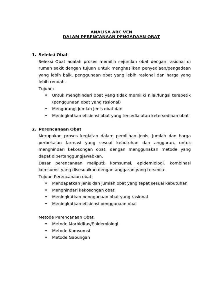 Analisis ABC dan VEN dalam Pengadaan Obat | PDF