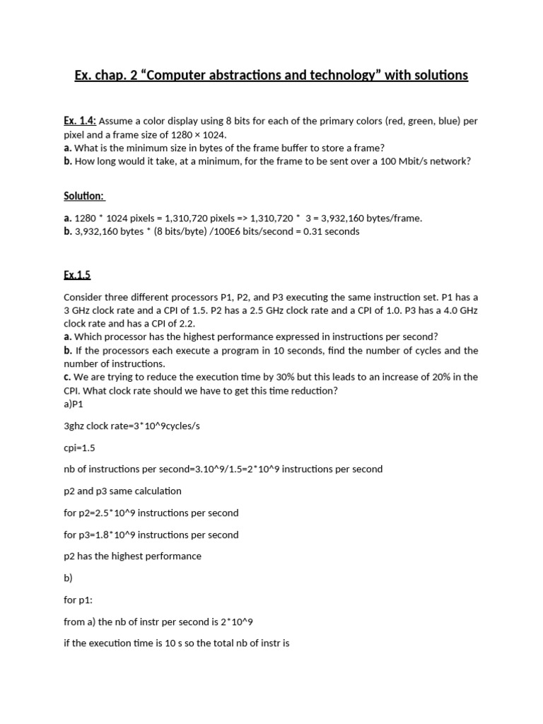 Chap 2 Exercises With Solutions | PDF | Central Processing Unit ...