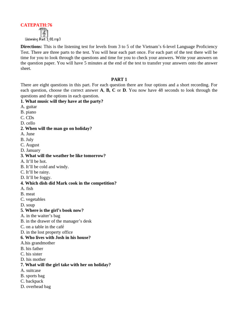 Listening Part 1 - de 1 - Revised | PDF