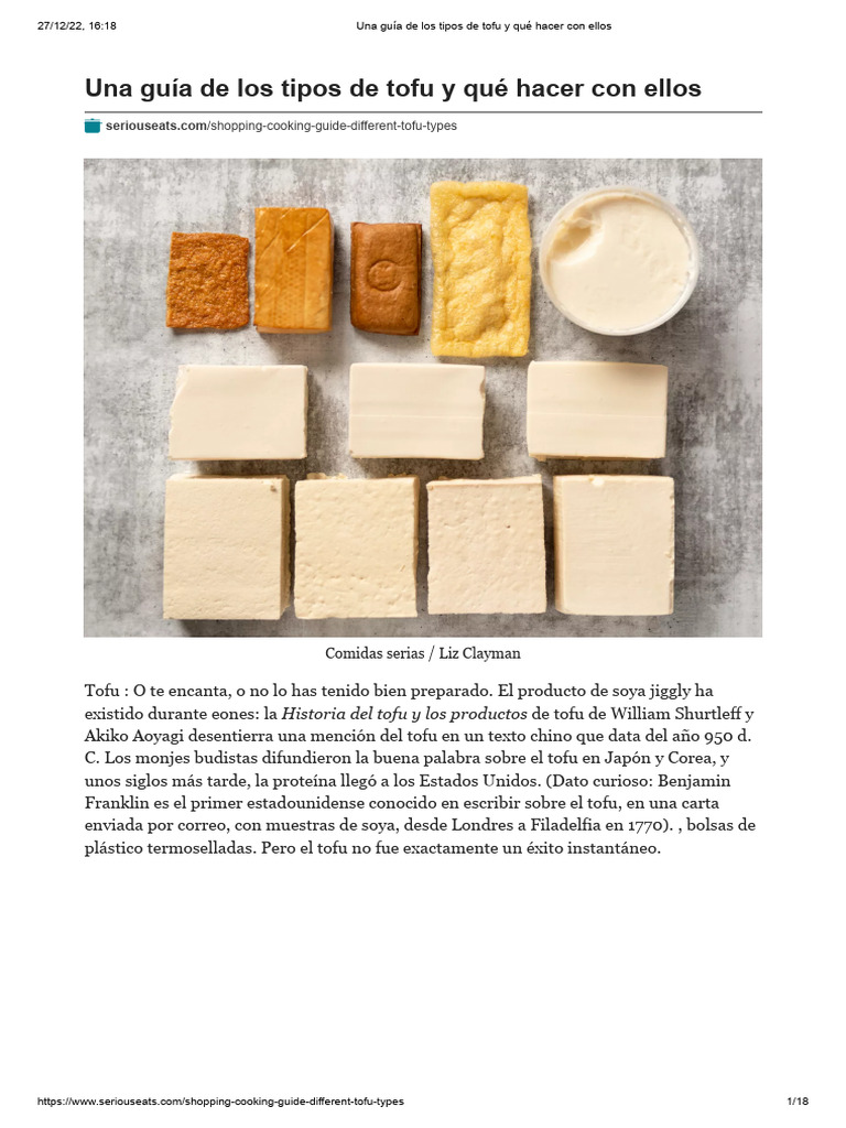 Tipos de Tofu y Usos Culinarios | PDF | tofu | Alimentos